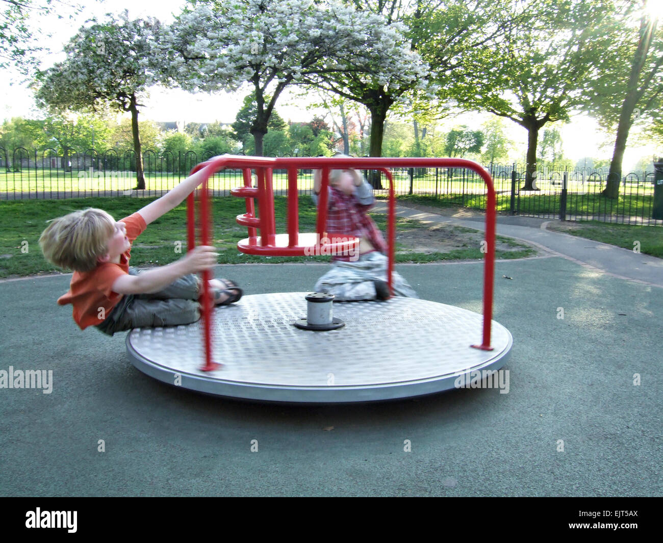 Kids Playground Playing Roundabout High Resolution Stock Photography ...