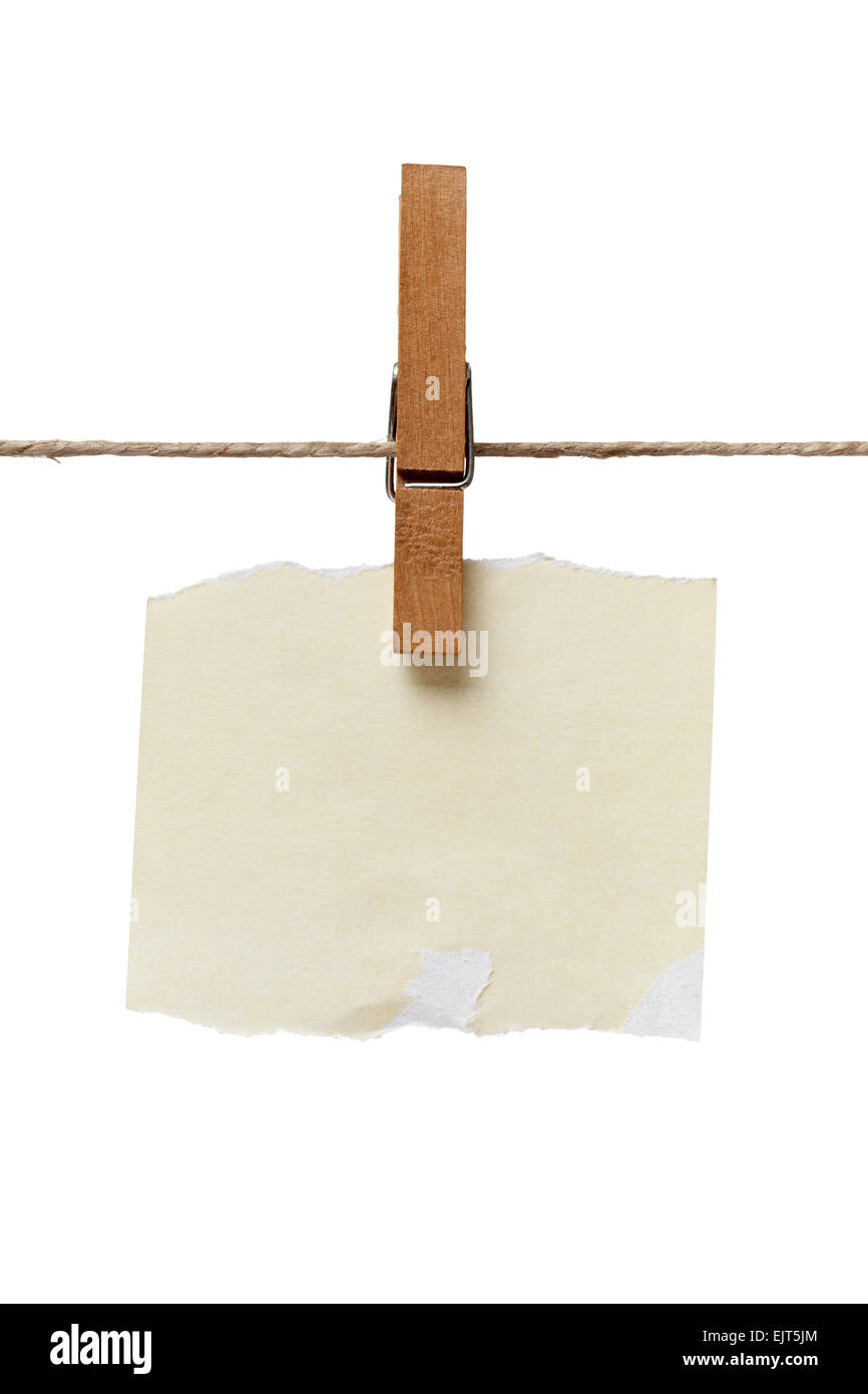 note paper and clothespin Stock Photo - Alamy