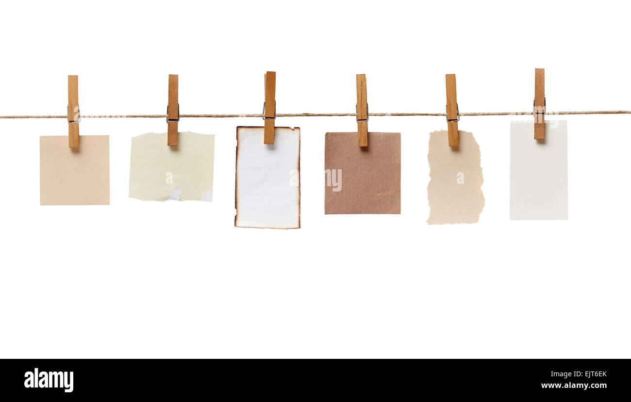 note paper and clothespin Stock Photo - Alamy