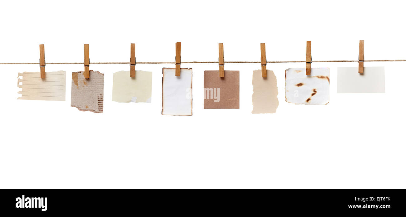 note paper and clothespin Stock Photo - Alamy