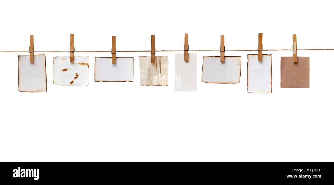 note paper and clothespin Stock Photo - Alamy