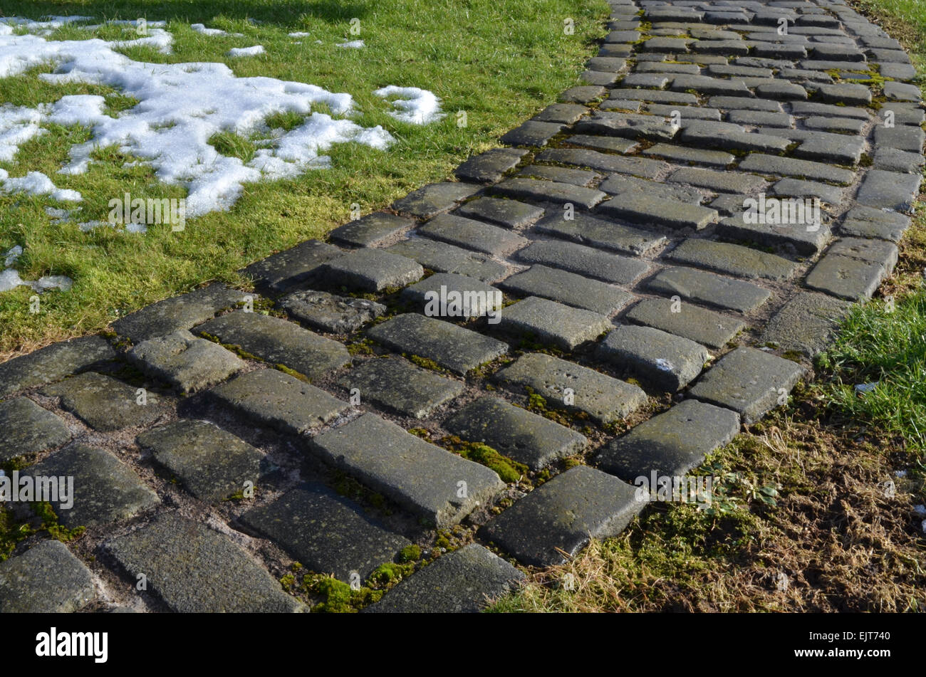 Cobbled pathway at the locks on the Forth & Clyde to give purchase to ...