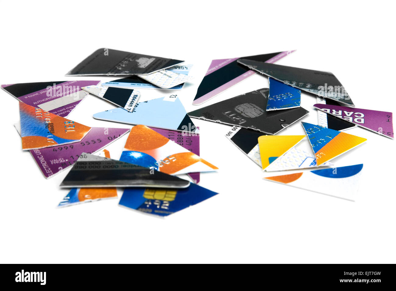 Selection of Credit Cards cut into little pieces Stock Photo - Alamy