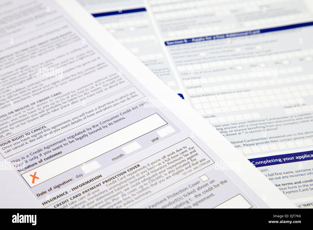 Credit Card Application forms Stock Photo - Alamy