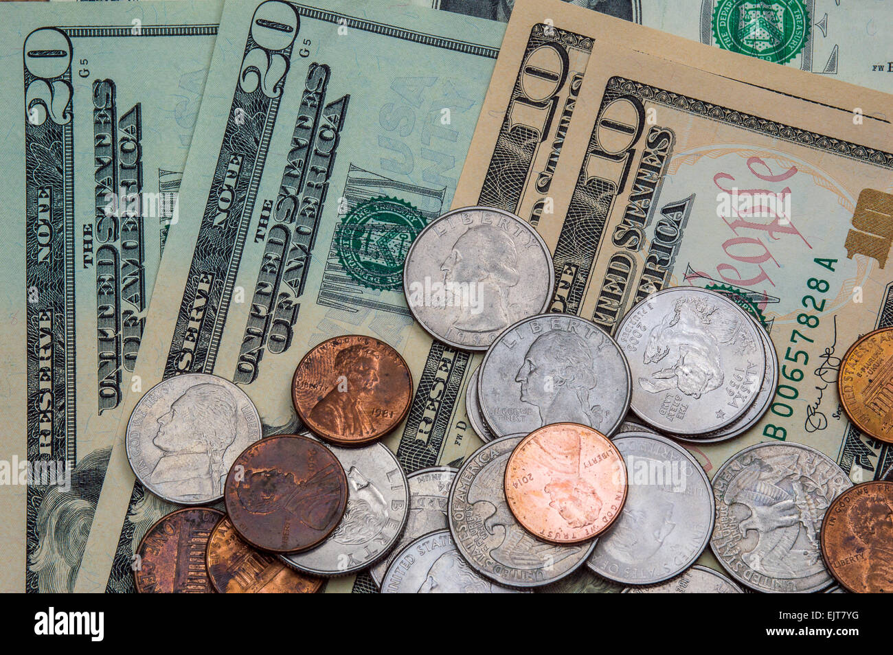 United States Dollars and Coins Stock Photo - Alamy