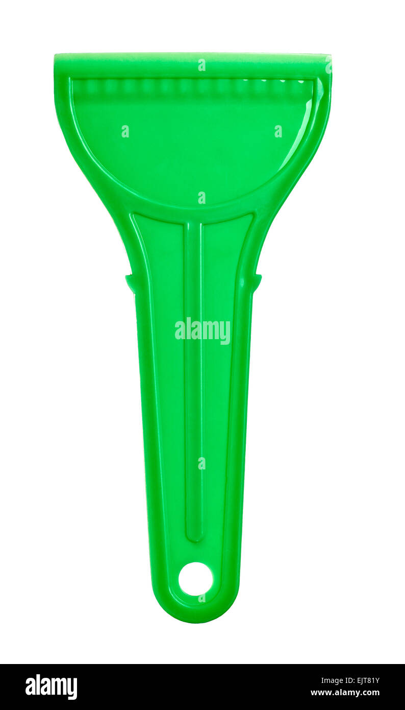close up of a windshield scraper on on white background with clipping ...