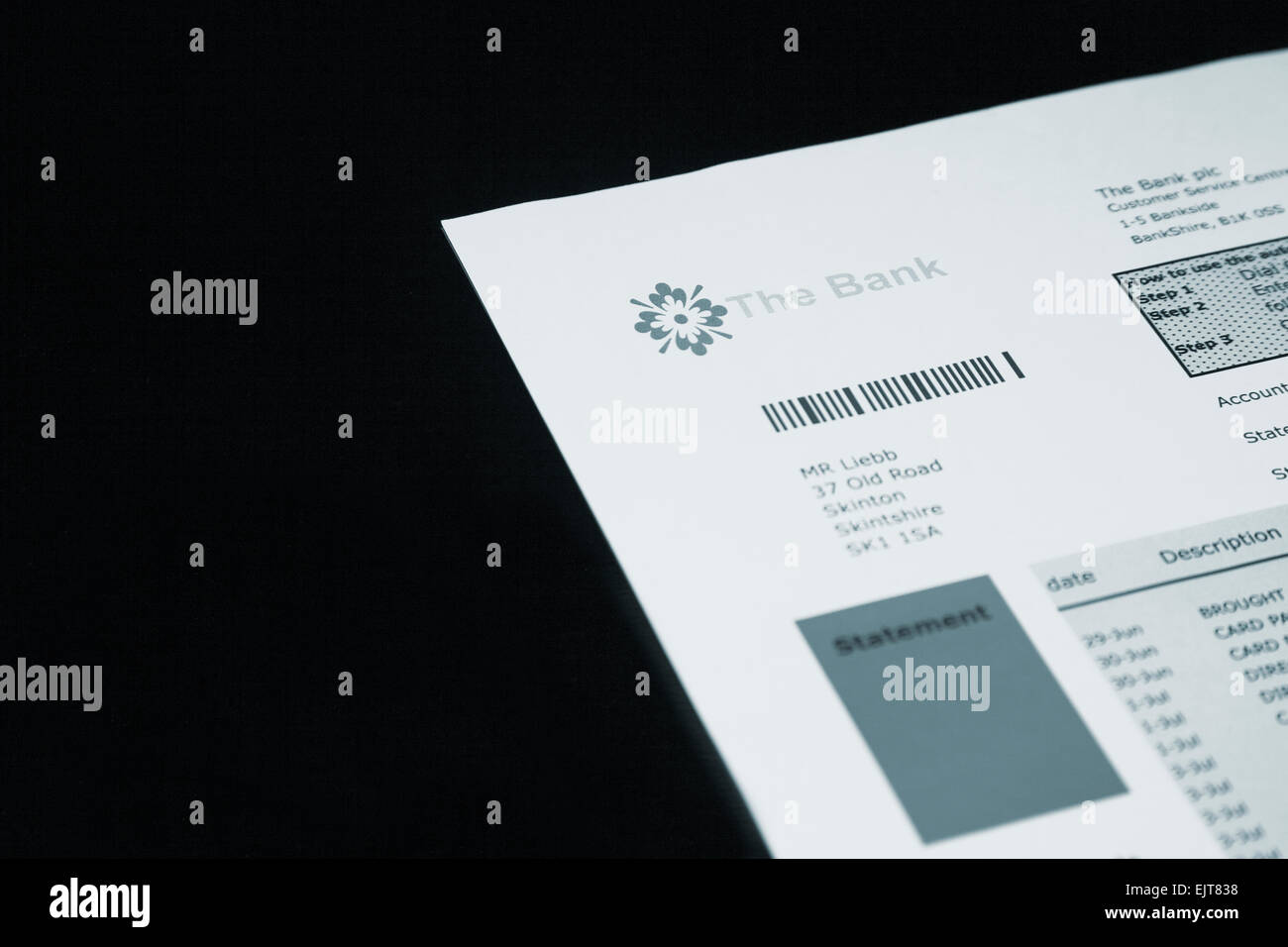 Bank and credit card statement Stock Photo - Alamy