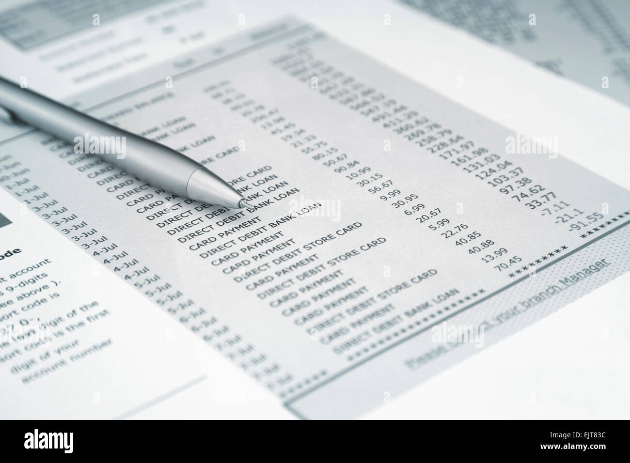 Ball point pen on Bank statement Stock Photo - Alamy