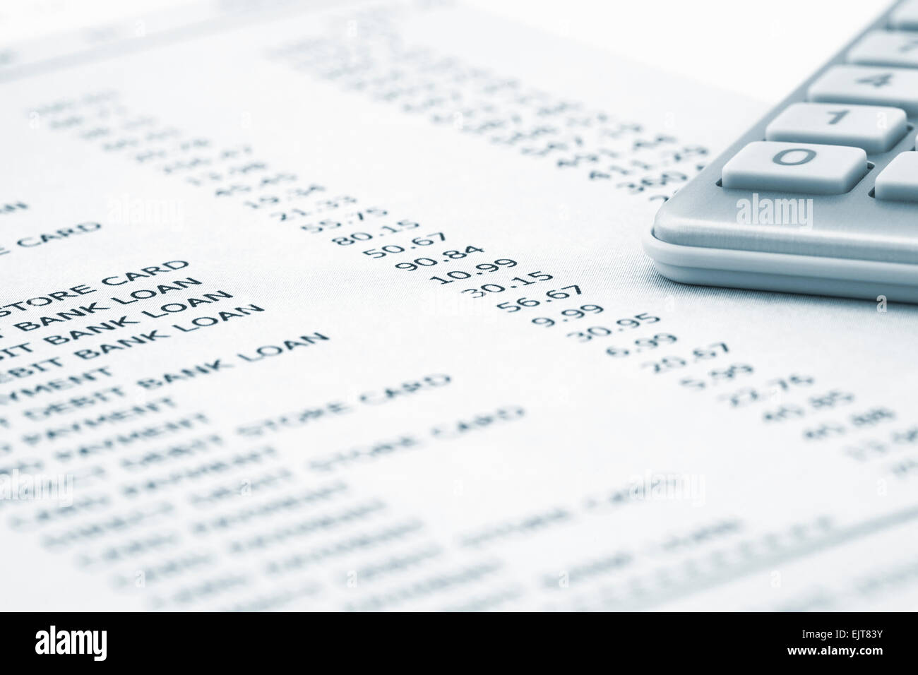 Close up of a calculator on a bank statement Stock Photo - Alamy