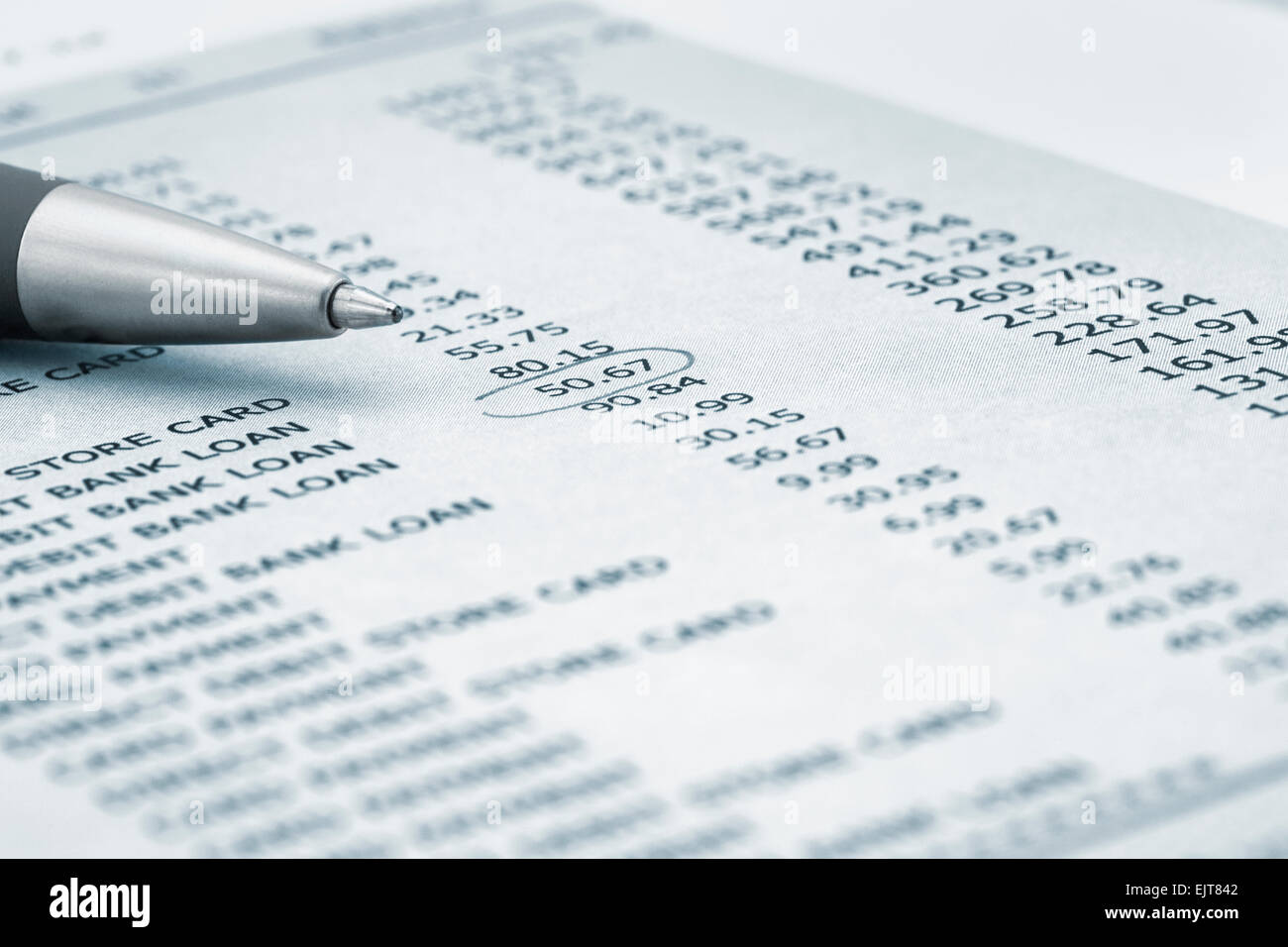 Ball point pen on Bank statement Stock Photo - Alamy