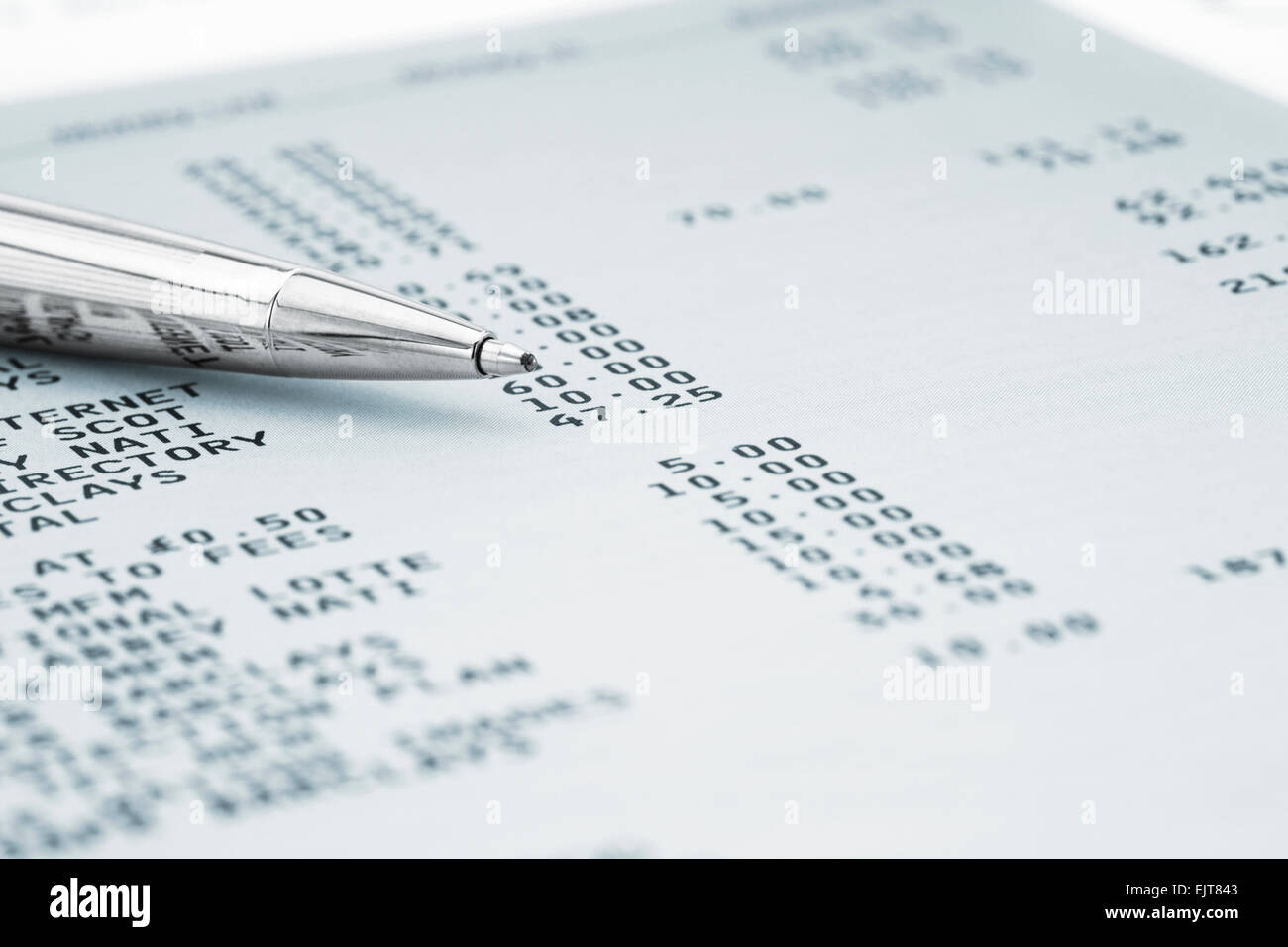 Ball point pen on Bank statement Stock Photo - Alamy