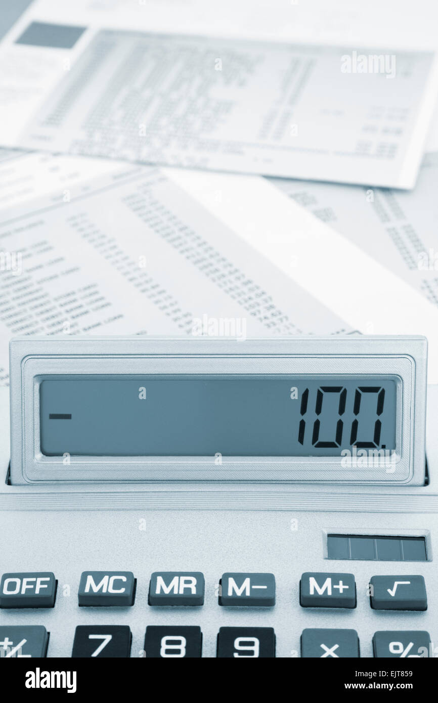 Close up of a calculator on a bank statement Stock Photo - Alamy