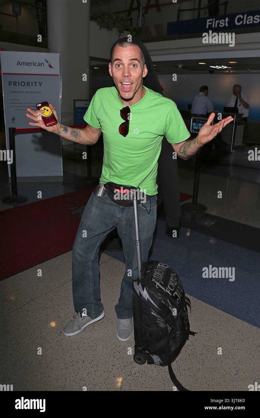 Jackass' stunt performer Steve-O departs from Los Angeles International ...