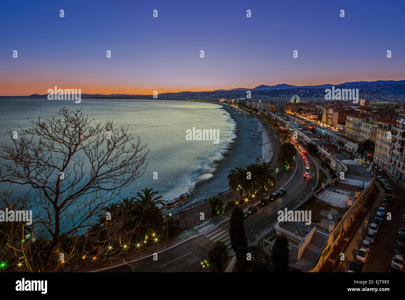Nice Beach France At Night Stock Photos & Nice Beach France At Night ...