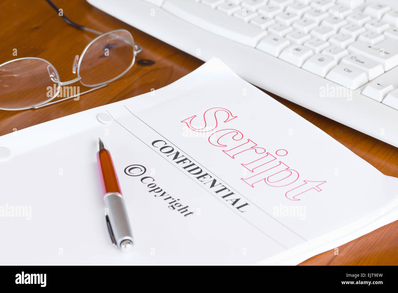 Script Screenplay on Desk with Pen Stock Photo - Alamy