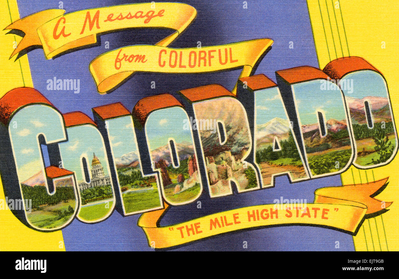 Large letter "Greetings from Colorado " state name vintage postcard ca ...