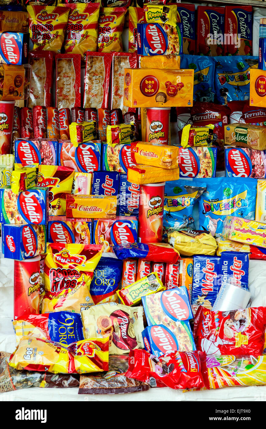 Snack stall in bus station, Encarnacion, Paraguay Stock Photo - Alamy