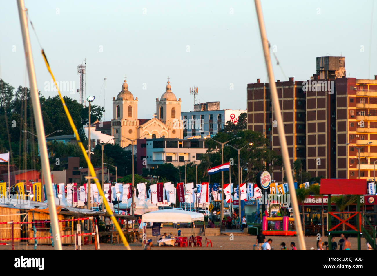 Playa San Jose scene in late afternoon, Encarnacion, Paraguay Stock ...