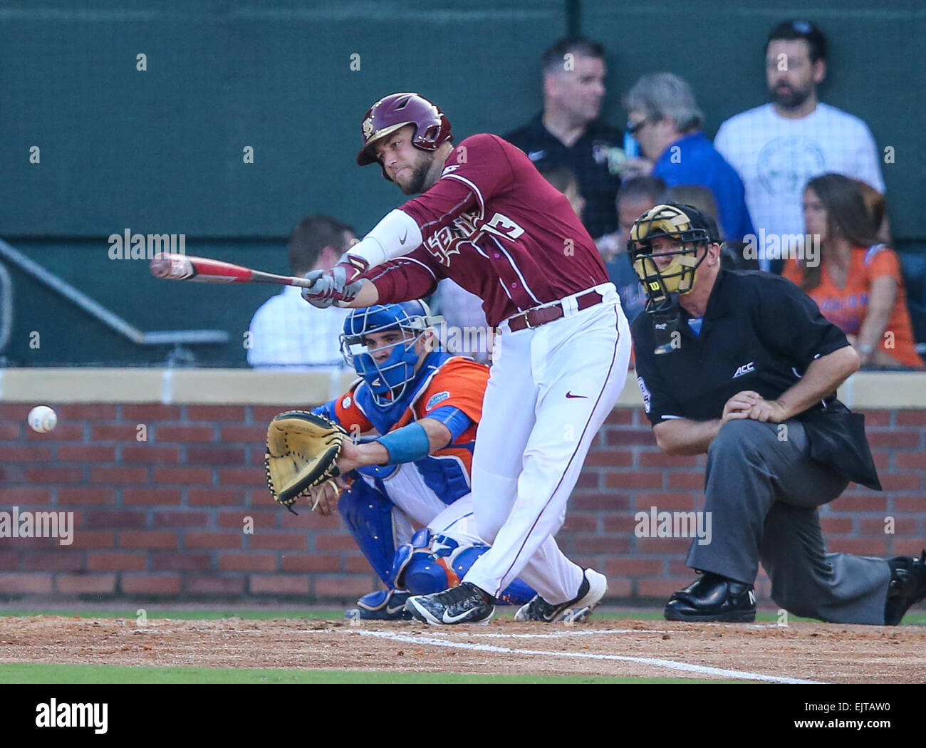 Jacksonville, FL, USA. 31st Mar, 2015. : Florida State catcher Danny De ...
