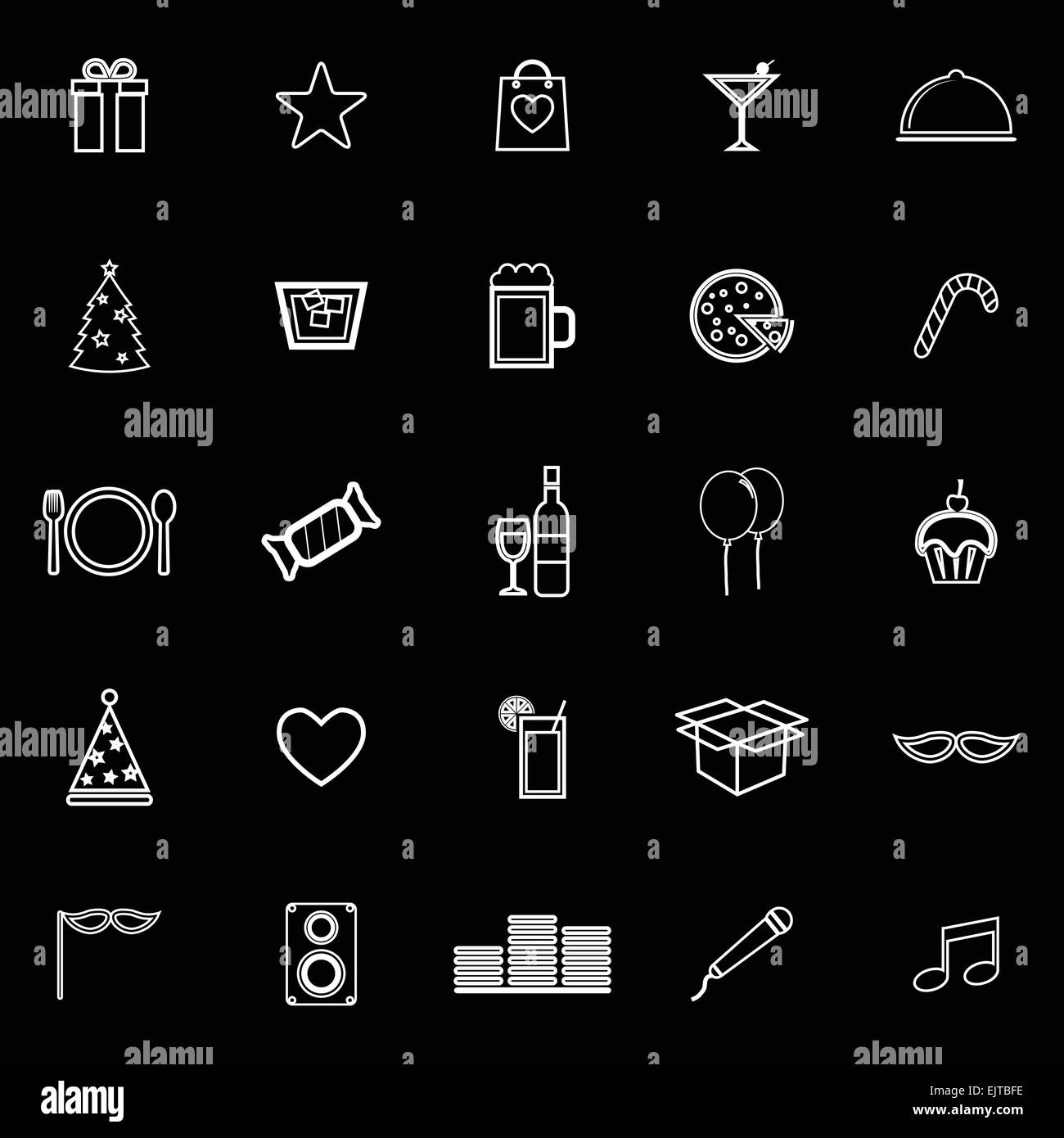 Party line icons on black background, stock vector Stock Vector Image ...