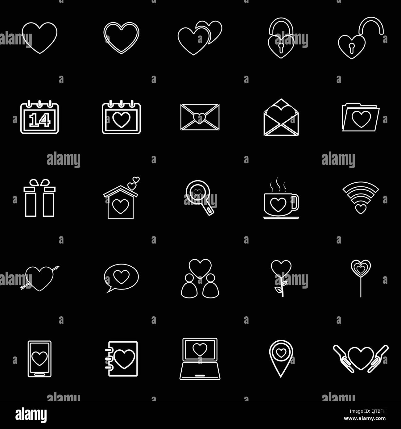 Love line icons on black background, stock vector Stock Vector Image ...