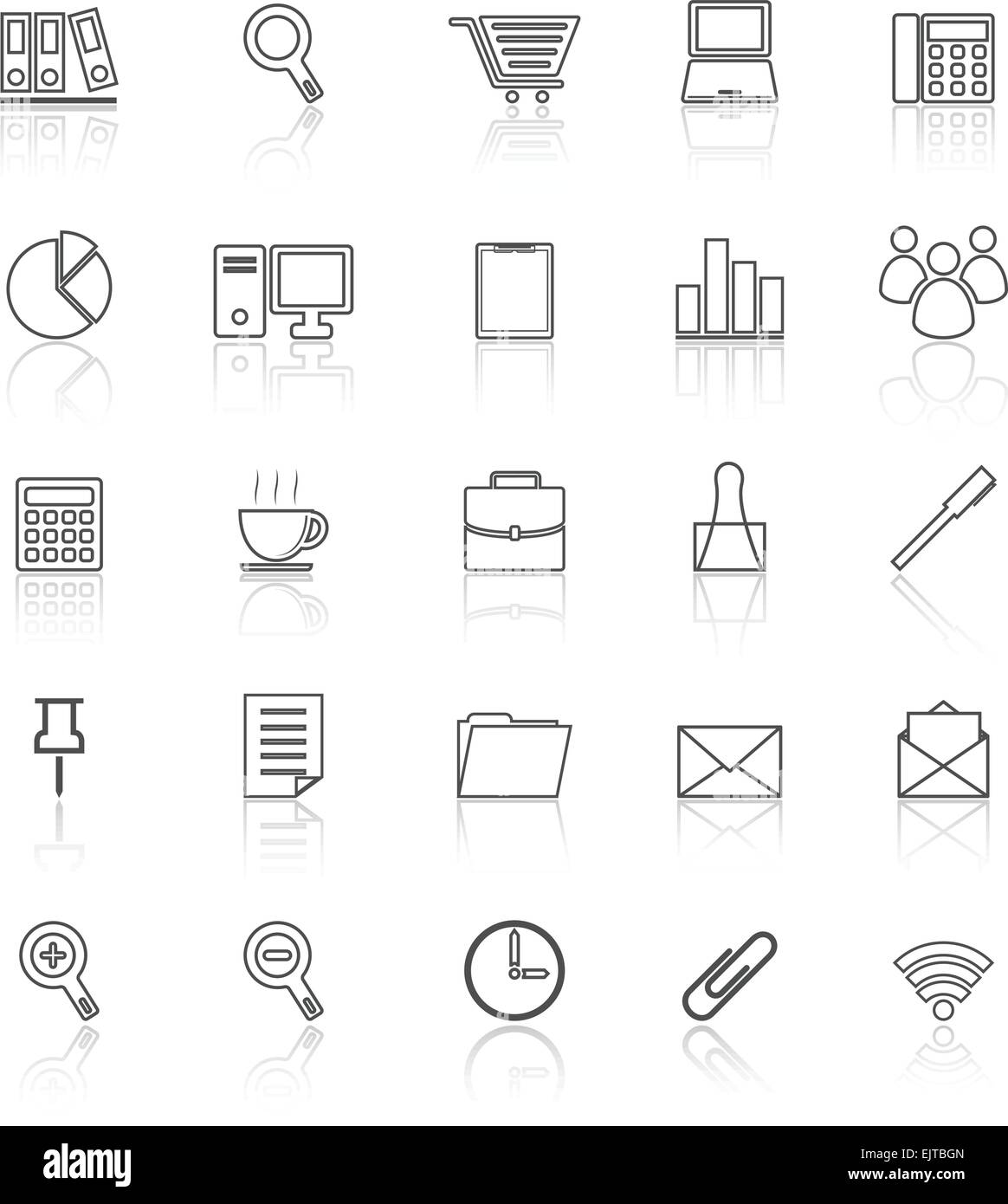 Office line icon reflect on white background, stock vector Stock Vector ...
