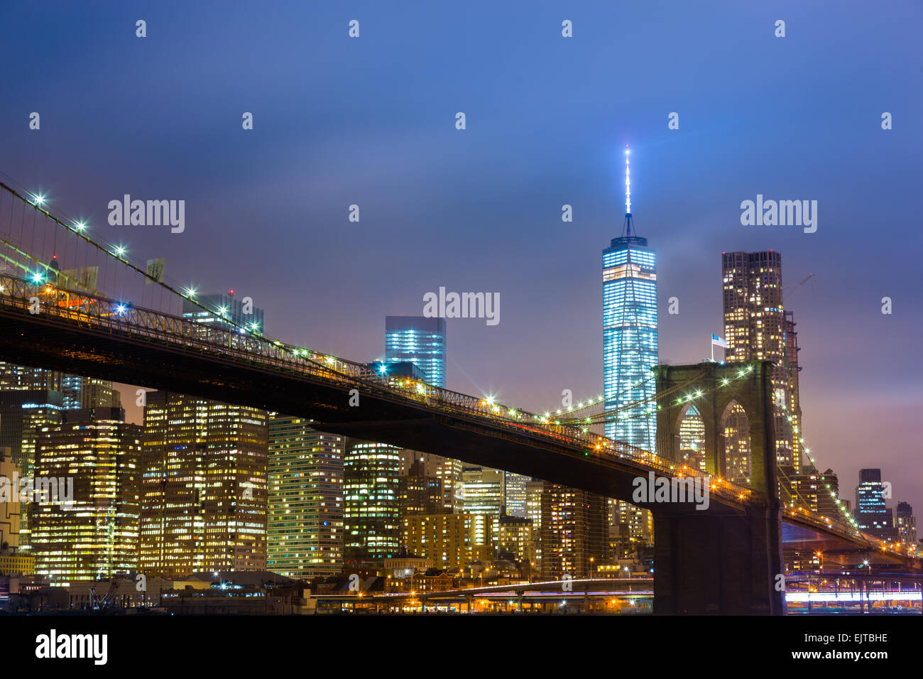 Brooklyn bridge at dusk, New York City Stock Photo - Alamy