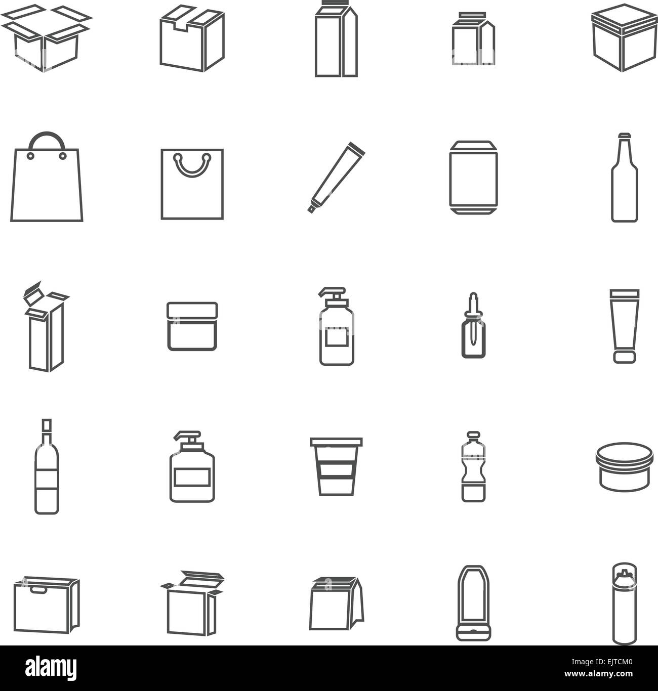 Packaging line icons on white background, stock vector Stock Vector ...