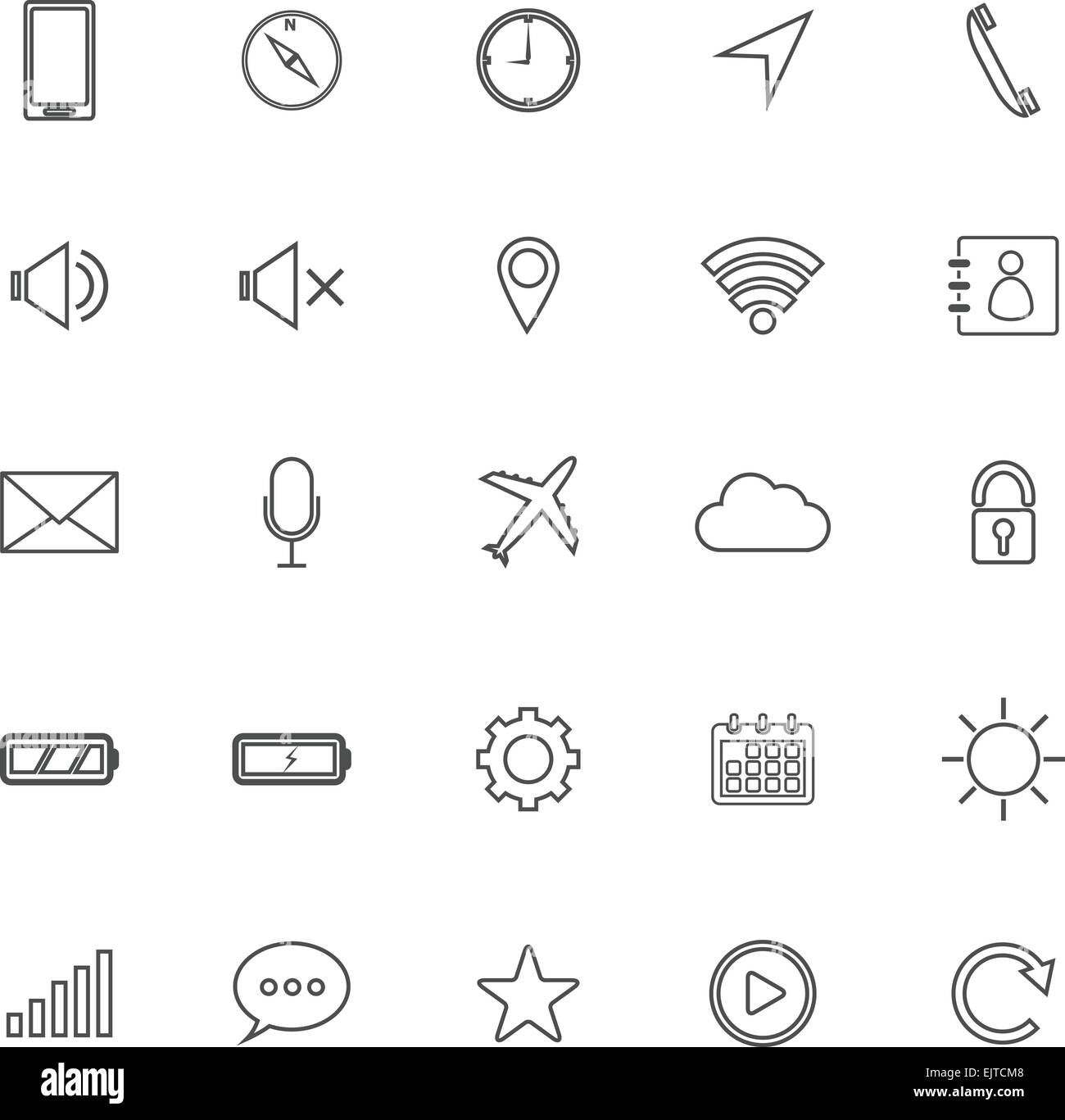 Mobile phone line icons on white background, stock vector Stock Vector ...