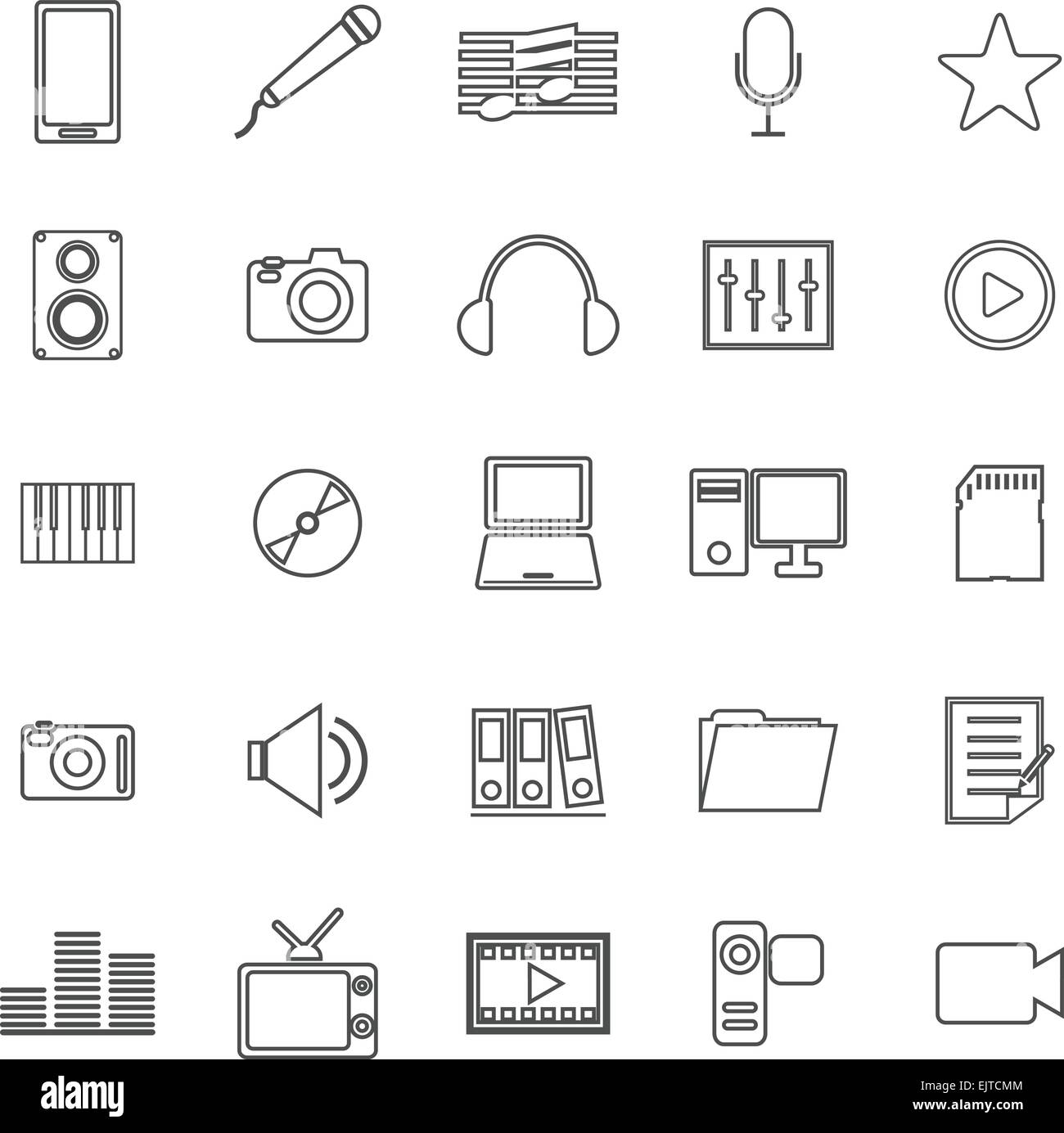 Media line icons on white background, stock vector Stock Vector Image ...