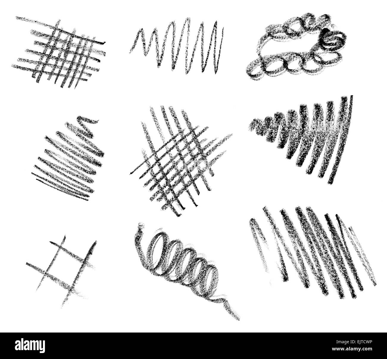 collection of various pencil strokes on white background. each one is ...