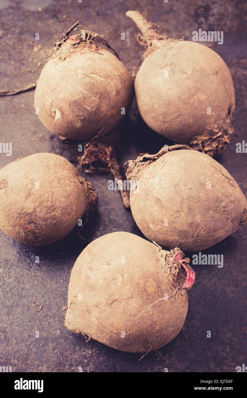Dirty beet roots. Concept beet long-term storage Stock Photo - Alamy