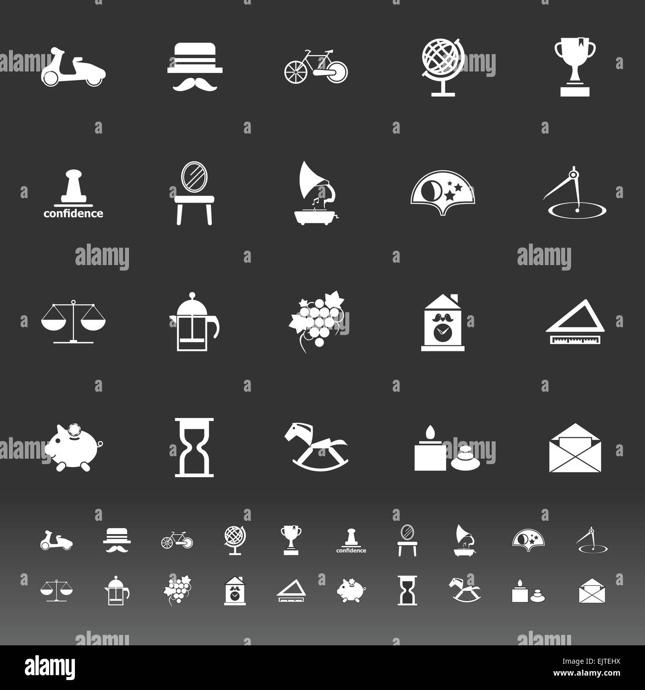 Vintage item icons on gray background, stock vector Stock Vector Image ...