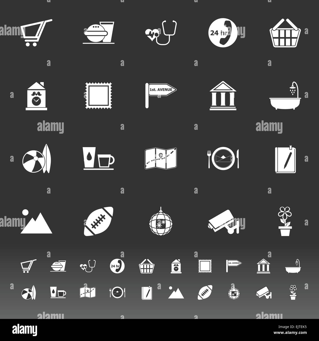 Public place sign icons on gray background, stock vector Stock Vector ...