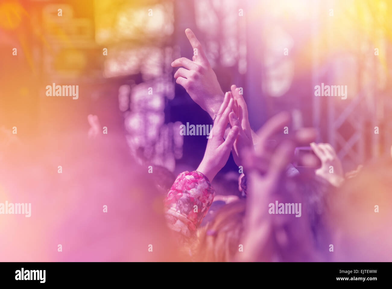 Fans Applauding To Music Band for Live Performing a Concert on Stage in ...