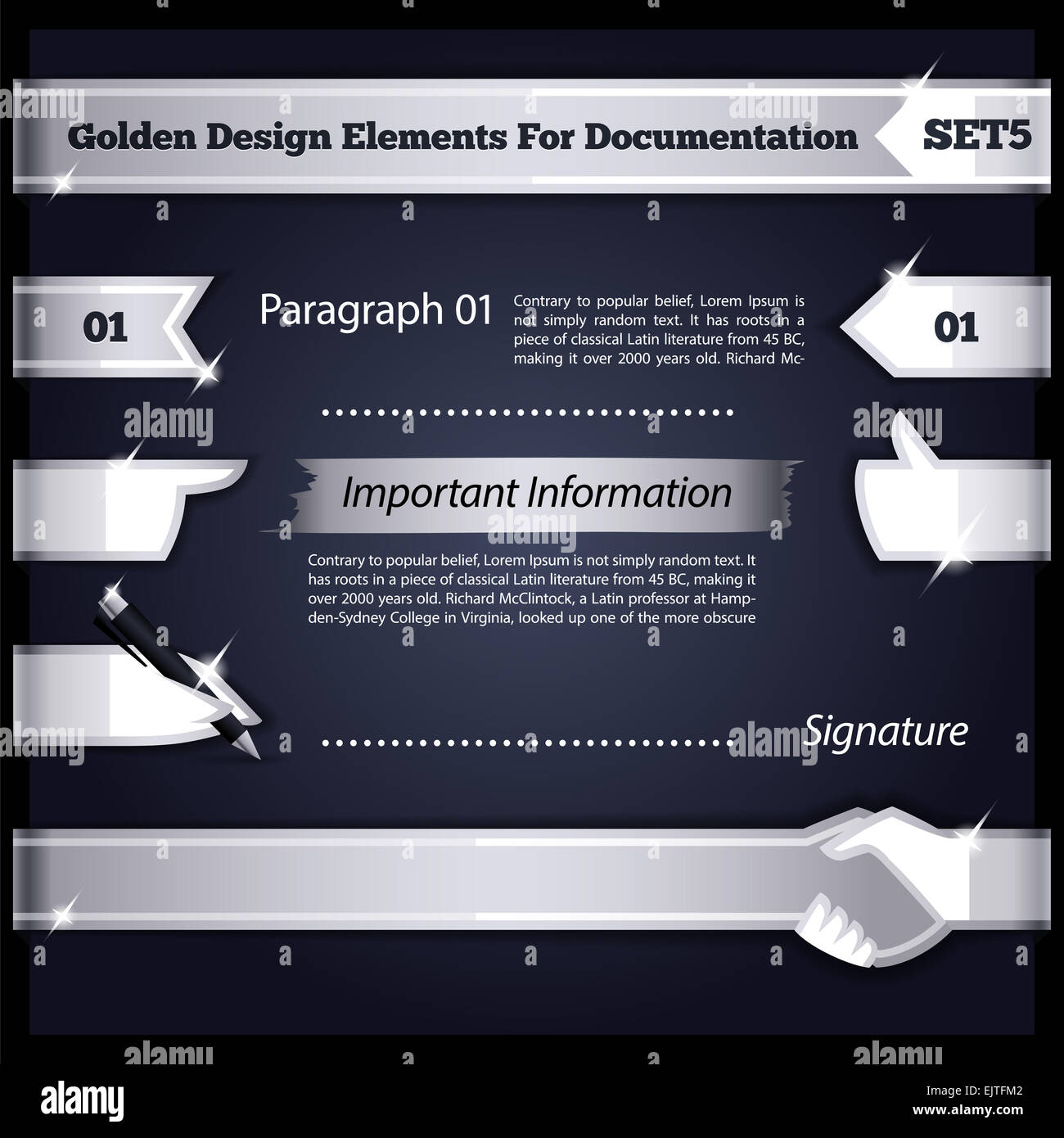 Silver Design Elements For Documentation Set5 Stock Photo - Alamy