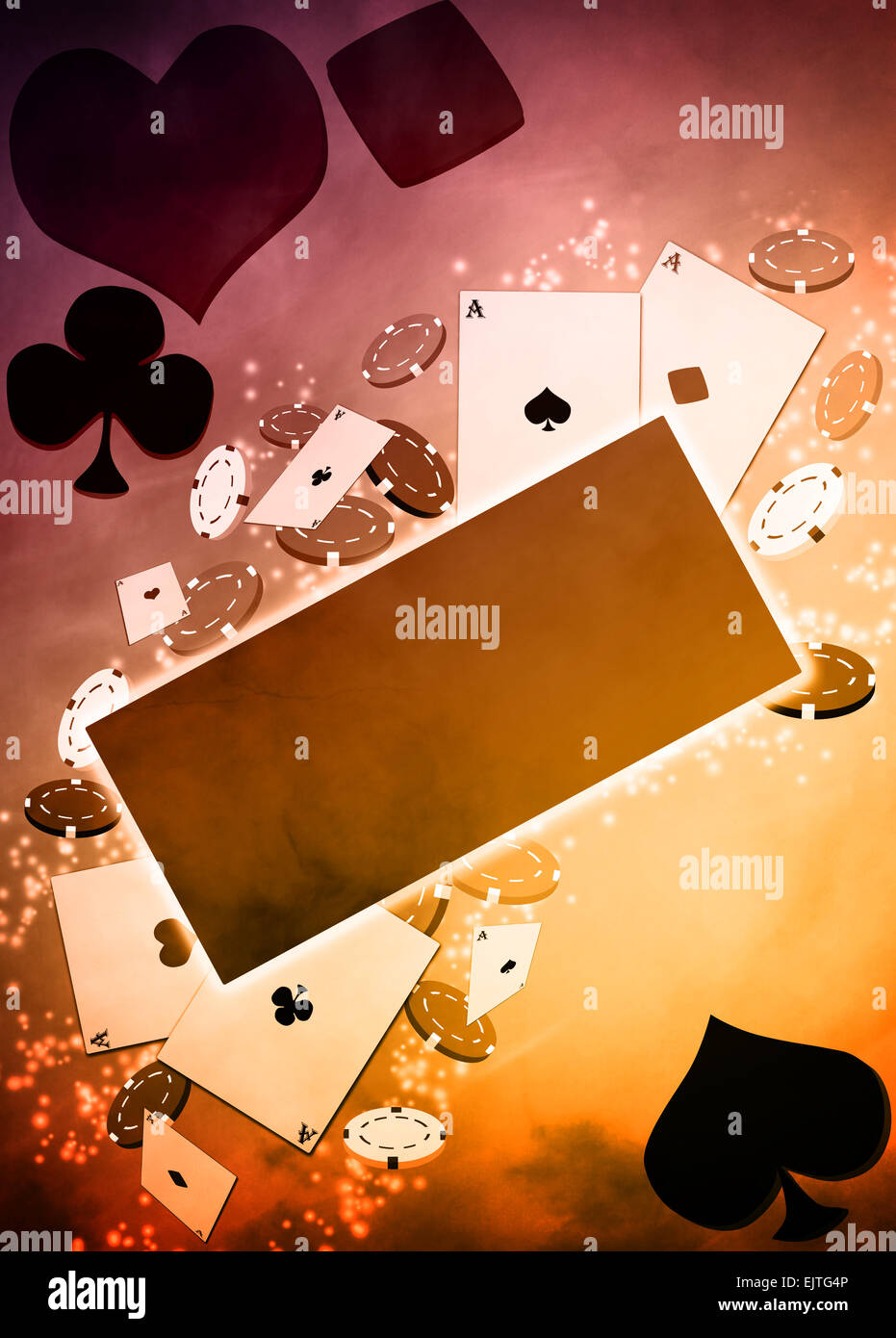 Abstract casino and poker invitation advert background with empty space ...