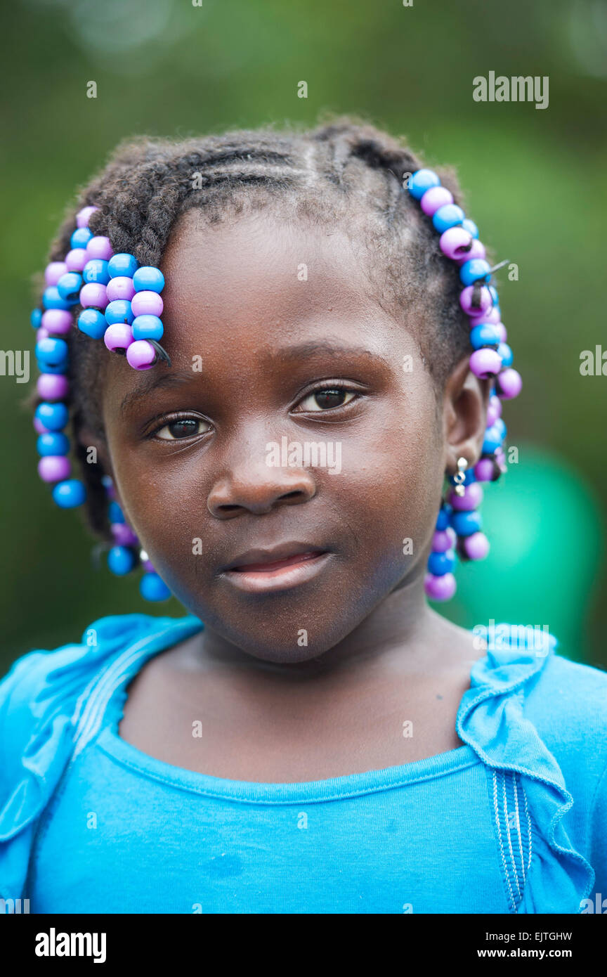 Maroon girl at a village on the Upper Suriname River, Suriname Stock ...