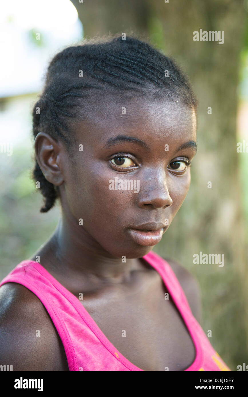 Maroon girl at a village on the Upper Suriname River, Suriname Stock ...