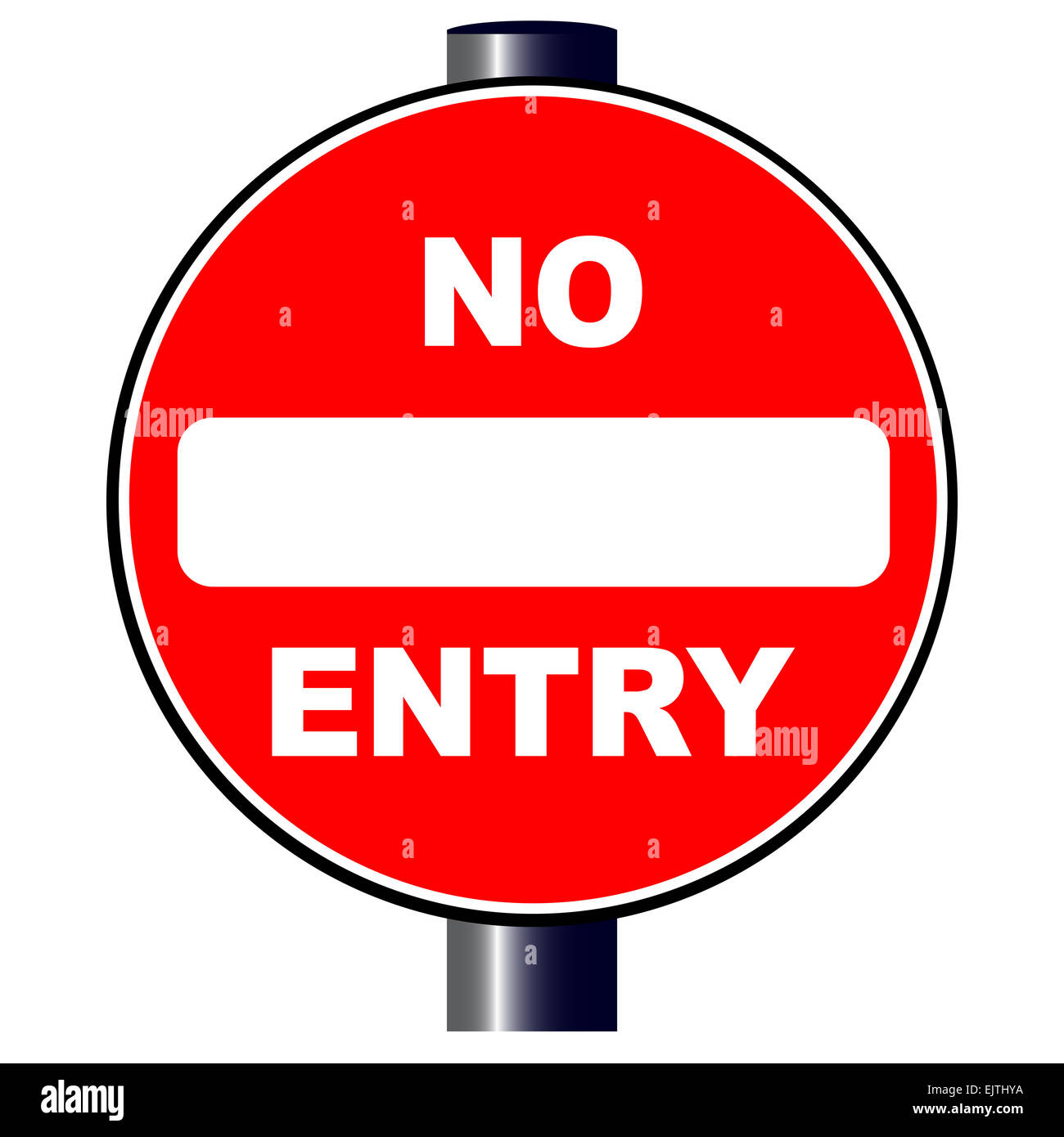 A large round red traffic no entry sign over white Stock Photo - Alamy