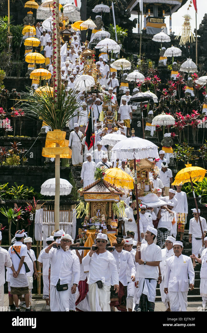 Bali, Indonesia. 1st Apr, 2015. Balinese Hindu devotees brings out ...