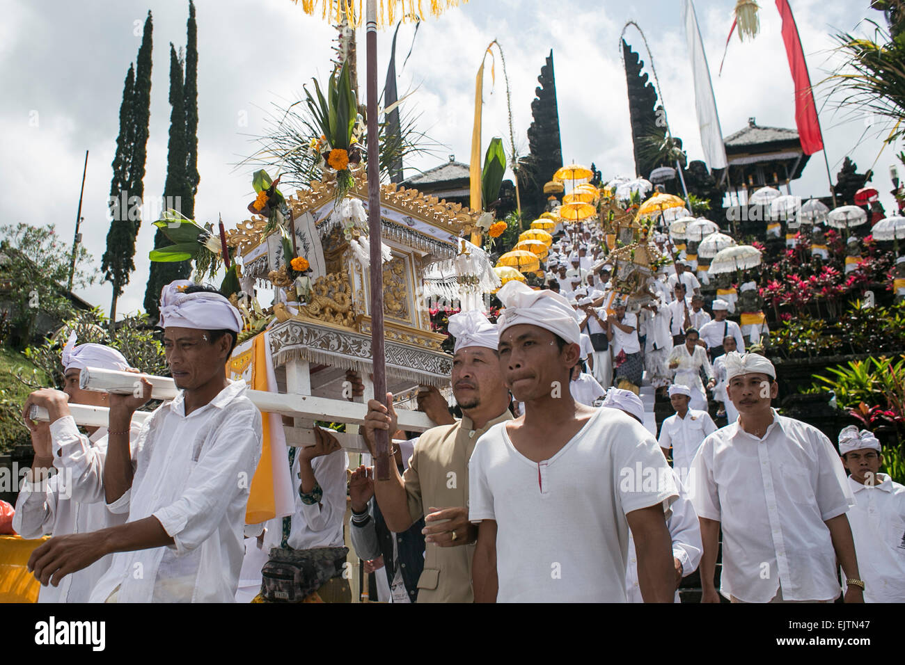 Bali, Indonesia. 1st Apr, 2015. Balinese Hindu devotees brings out ...