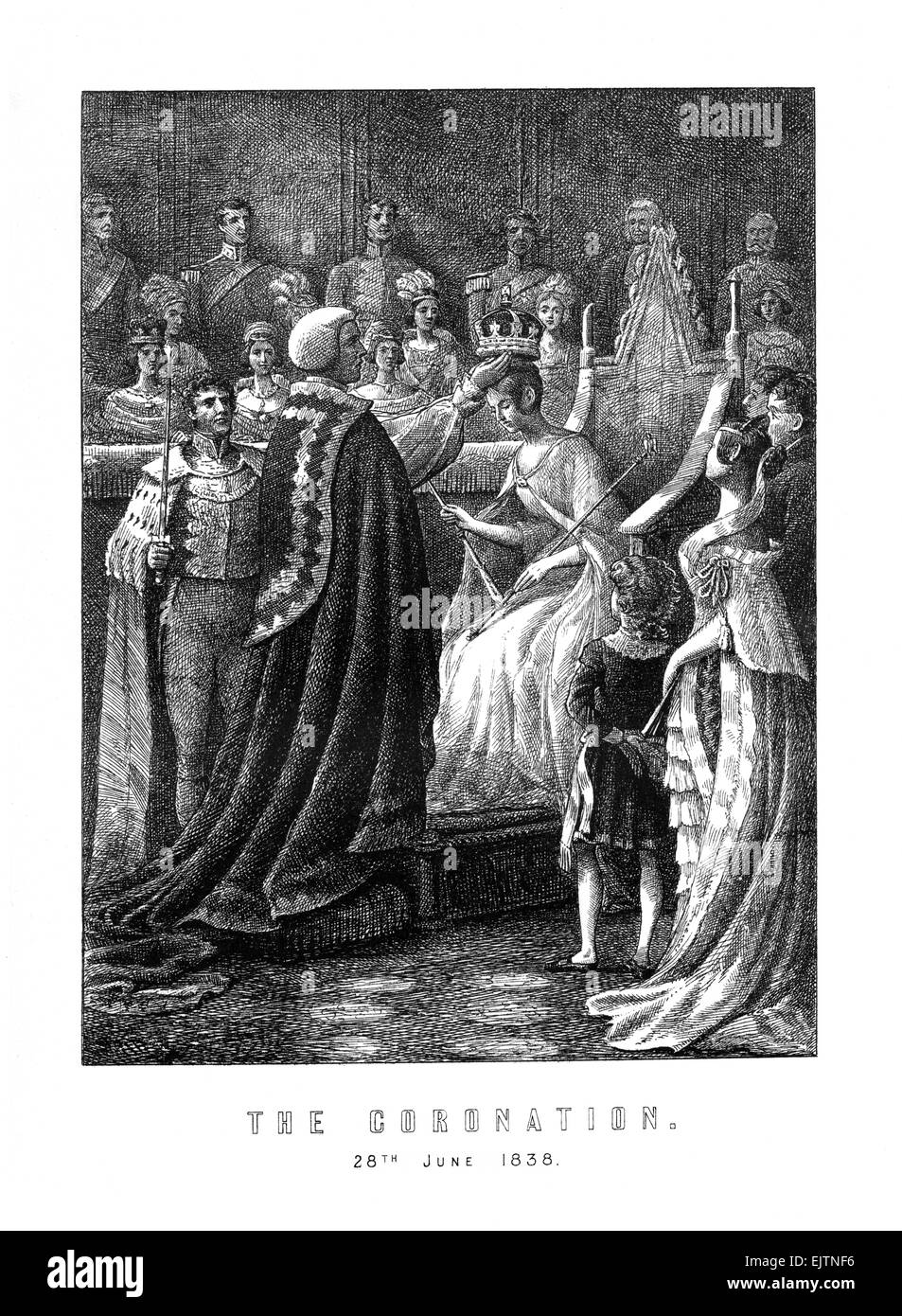 1897 engraved illustration of the Cornonation of Queen Victoria in 1838 ...