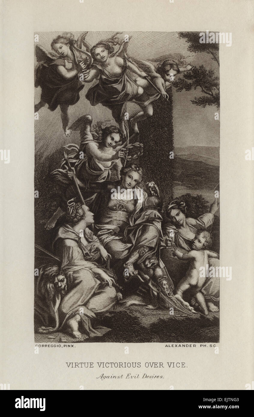 Photogravure from the painting “The Triumph of Virtue” by Italian ...