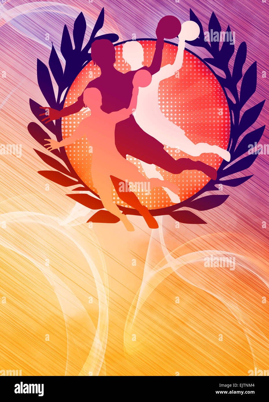 Handball girl match invitation poster or flyer background with space ...