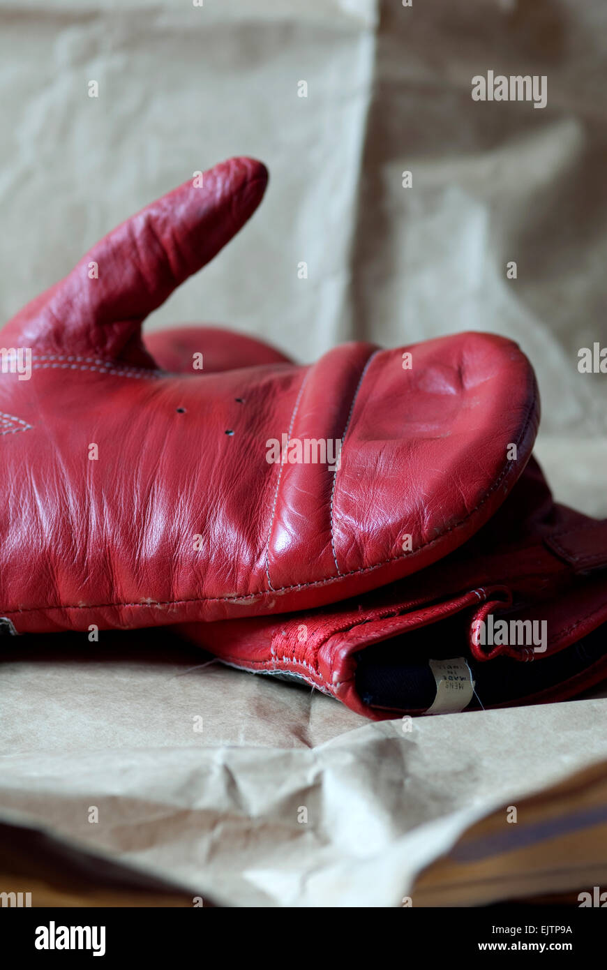 Still life close up image of red leather boxing / sparring gloves Stock ...