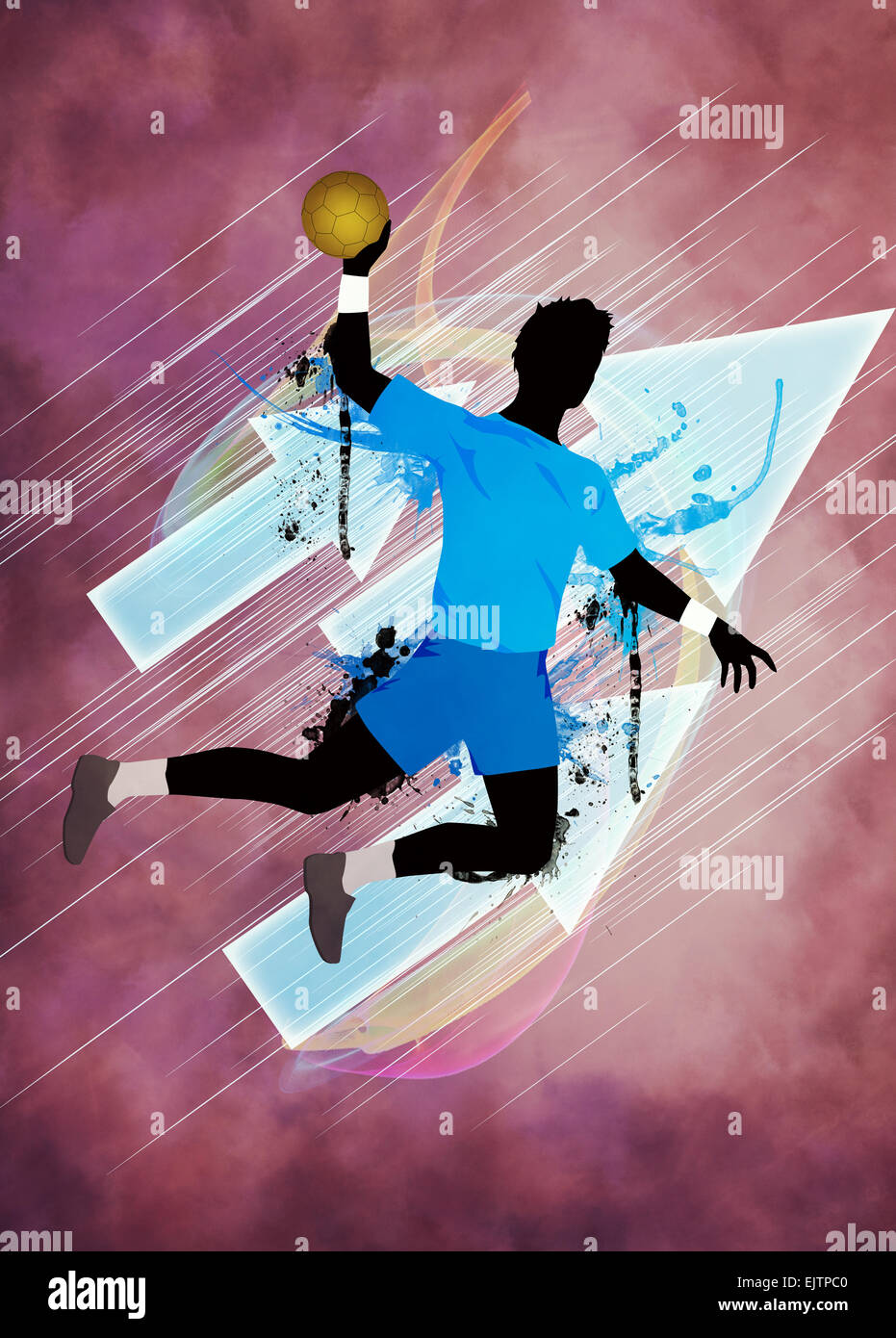 Handball man match invitation poster or flyer background with space ...