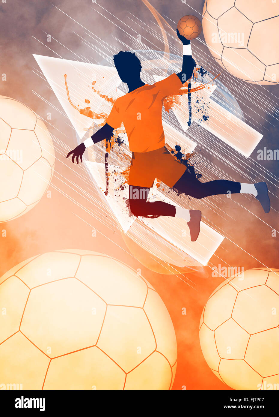 Handball man match invitation poster or flyer background with space ...
