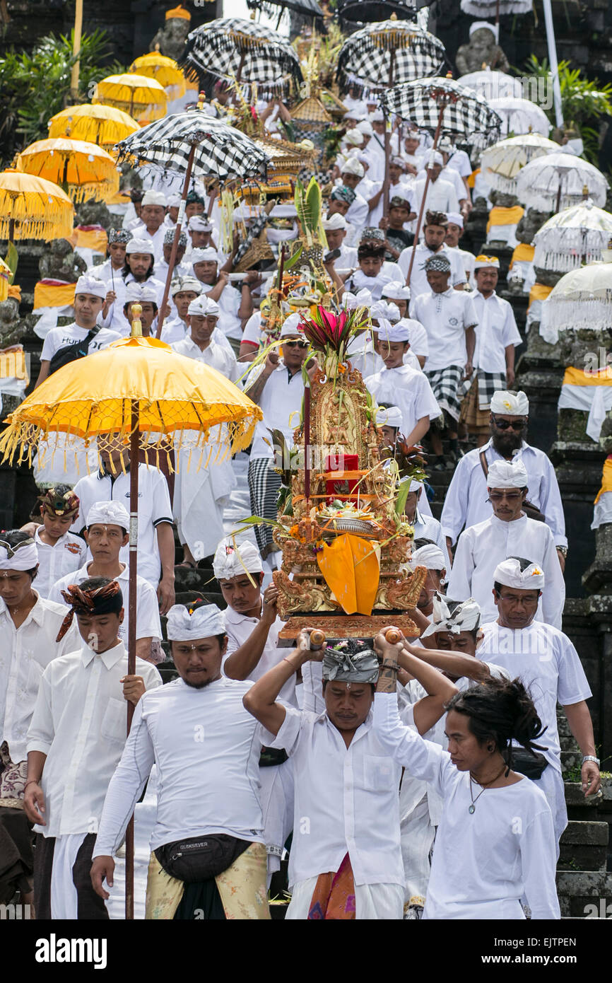 Bali, Indonesia. 1st Apr, 2015. Balinese Hindu devotees brings out ...