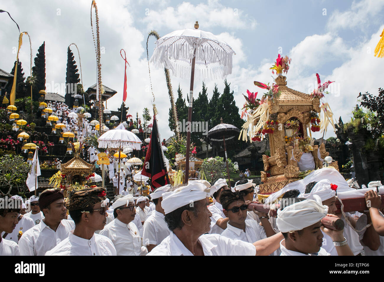 Bali, Indonesia. 1st Apr, 2015. Balinese Hindu devotees brings out ...